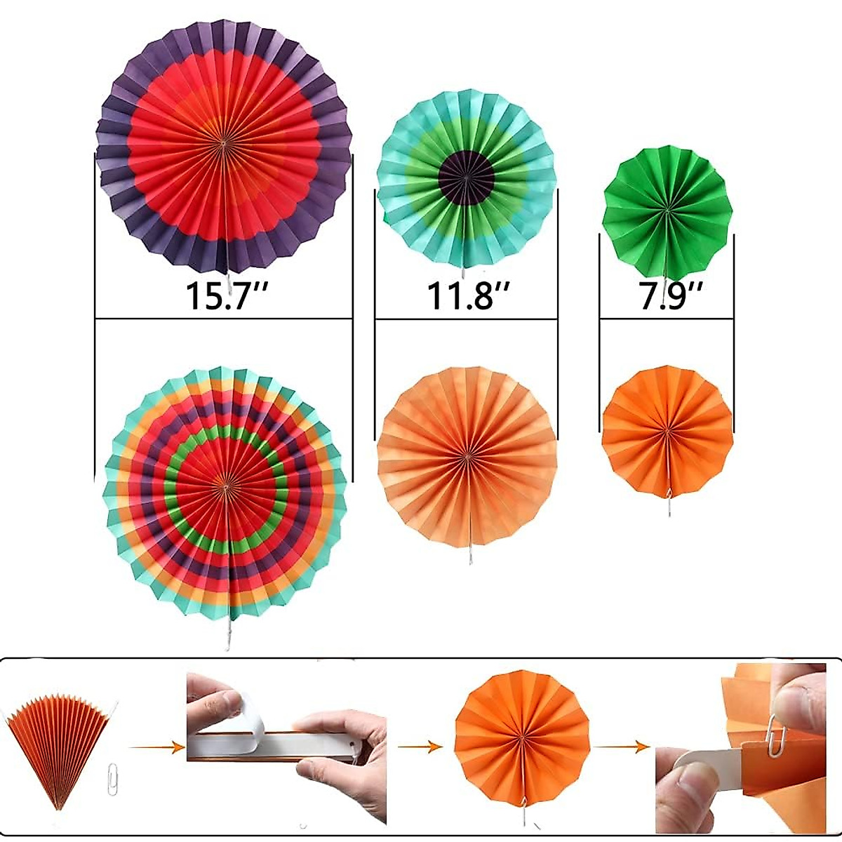 Fiesta Party Decorations with Paper Fans, Mexican Fiesta Cinco De Mayo Streamer Picado Banner Backdrop for Fiesta Taco Party Wedding Bridal Baby Shower Birthday Party Supplies