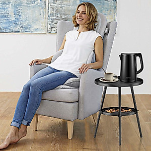 Round Metal Side Table, Small End Table for Indoor Outdoor, Mid Century Modern Decor, Black