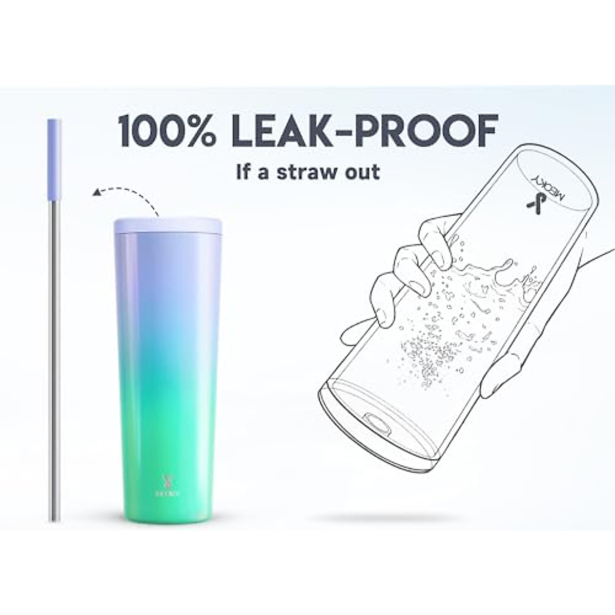 Meoky 30 oz Insulated Tumbler with Lid and Straw, Stainless Steel Vacuum Insulated Tumbler, Keeps Cold for 24 Hours, 100% Leak Proof, Fits in Car Cup Holder (Fairyland)