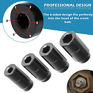 1/2" Drive Crank Bolt Socket Set, 17MM 21MM 22MM 27MM Harmonic Balancer Socket Set, Crank Bolt Removal Tool, 3 Times Momentum Power of Standard Impact Socket Set