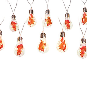 Christmas String Lights, Shample Holiday Theme Maple Leaf Light Bulb Waterproof Indoor Outdoor Hanging Lights Decorative Festival Lights for Home Party Patio Garden Wedding, 10 Bulbs, 10ft