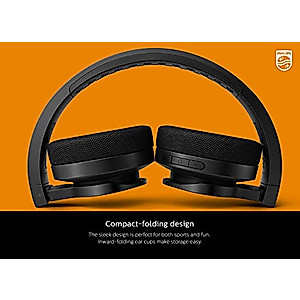 Philips A4216 Wireless Sports Headphones, up to 35 Hours Play time, Washable Cooling Ear-Cup Cushions, IP55 Water/dust Protection, Bluetooth + 3.5 mm Audio Port, Built-in Microphone TAA4216BK