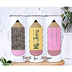 AVITO Personalized 20 oz Teacher Appreciation Cup, Permanent Printing Teacher Gift, Teacher Pencil Tumbler, Teacher Gifts, Teacher Life Cup