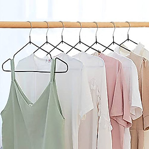 Miness Standard Black Non-Slip Sleek Metal Clothing Hangers, Pack of 10