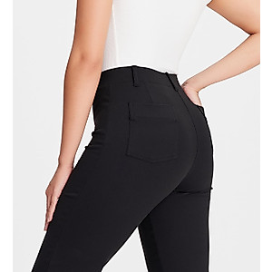 Yogipace,Belt Loops,Women's Cropped Yoga Dress Pants Pull-On Straight Leg Work Pant,25",Black,Size M