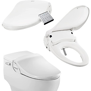Bio Bidet Slim Two Electric Bidet Toilet Seat Elongated, Warm Water, Heated Seat, Night Light, Front and Rear Wash, Wireless Remote Control, White