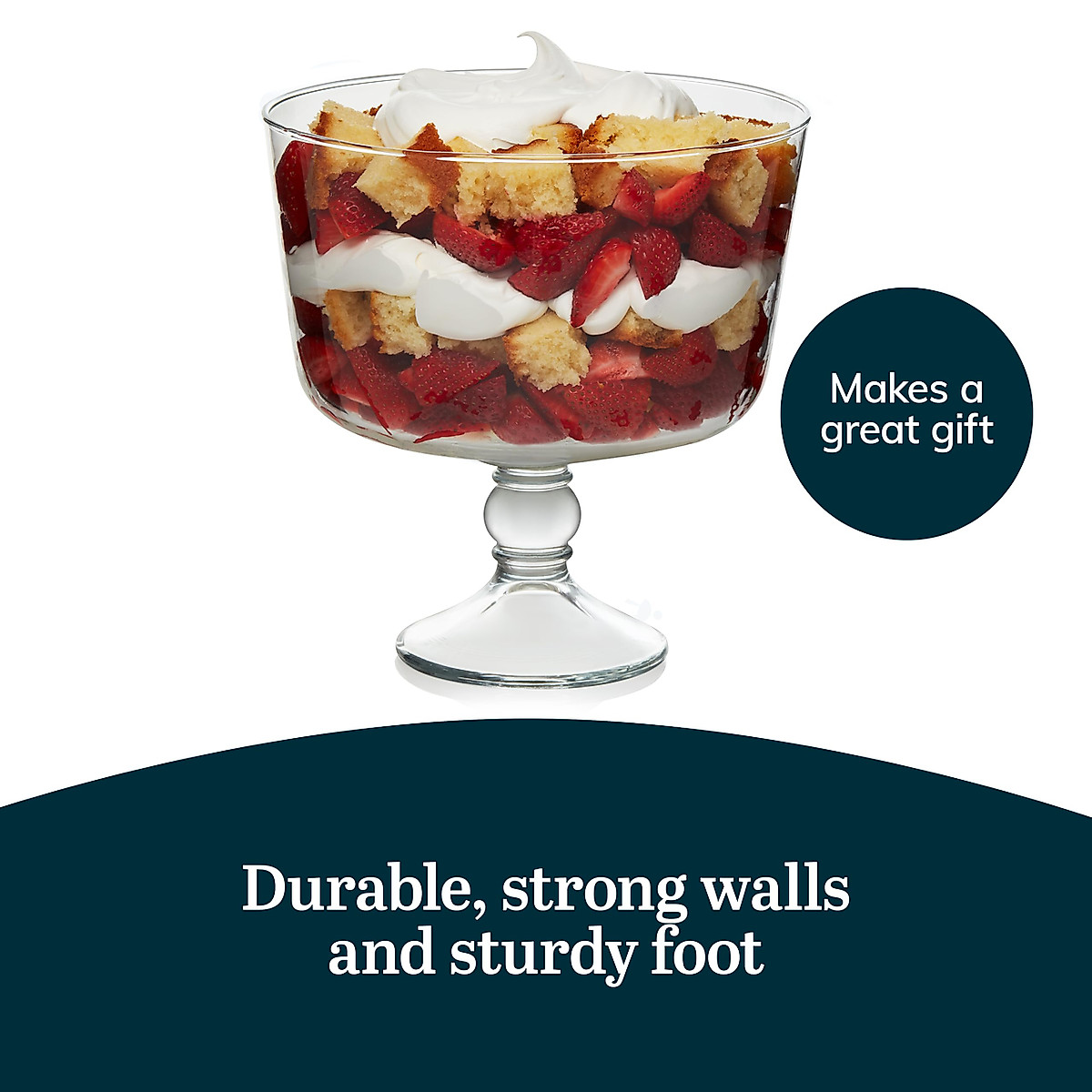Libbey Selene Footed Glass Trifle Bowl, 9-inch