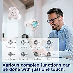 XINLIANG Headphones Wireless Bluetooth, in-Ear Earphones Microphone and Touch Control Call Noise Cancelling Earbuds Wireless and USB-C Charging Headphones Lightweight Earbuds with iPhone Android, PC