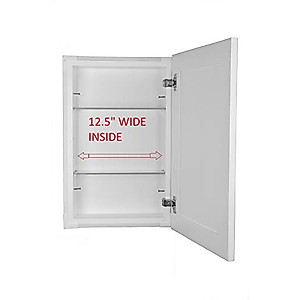 Florida Breeze Cabinets Fieldview Shaker Style Frameless Recessed Solid 14 x 18 Medicine Cabinet, Unfinished Wood