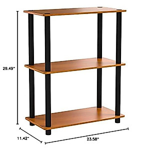 Furinno Turn-N-Tube 3-Tier Compact Multipurpose Shelf Display Rack, Light Cherry