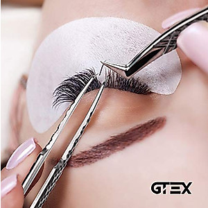 GTEX Lash Tweezers For Eyelash Extensions Tweezers Set of 5, Japanese Stainless Steel, Straight Curved 45 90 Degree Volume Eyelash Tweezers - SILVER
