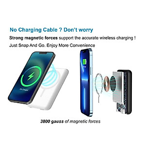 iLakia Magnetic Wireless Power Bank, 10000mAh Portable Charger, Magnetic Battery Pack for iPhone 14&13&12 Pro/Pro Max/Mini, Android/Samsung, Multi Fast Charging with USB PD, USB Type-C, Stand Version