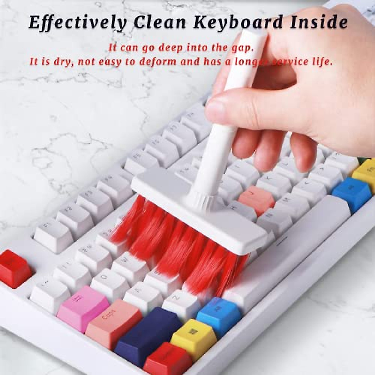 Keyboard Cleaner 5 in 1 Multi-Function Cleaning Soft Brush Airpod Cleaner Kit,Computer/Laptop Cleaner with Keycap Puller, for Bluetooth Earphones Lego Laptop Airpods Pro Camera Lens Electronics (Red)