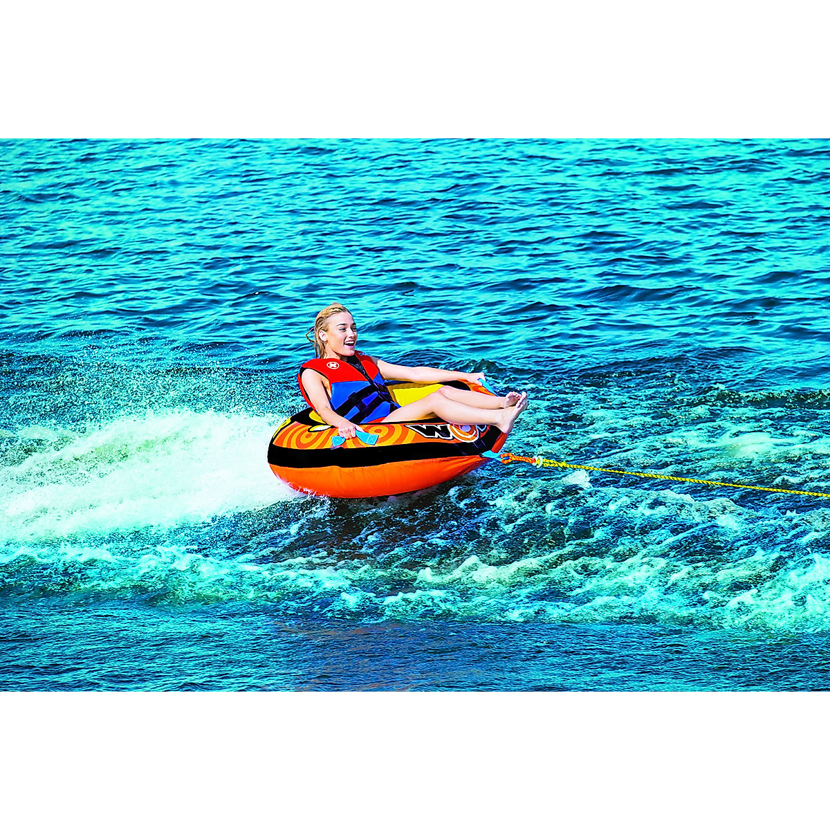 WOW Sports - Lil' Skipper Inflatable Towable Tube - 1 Rider - Perfect For Kids & Adults - Soft Top - Boating Accessory