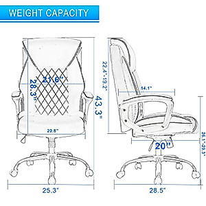 HESL Ergonomic Office Chair, Leather Office Chair, Comfortable Executive Office Chair High Back,Black PU Leather Computer Chair, Modern Office Chair, Comfy Office Chair with Padded Armrests