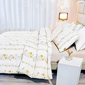 SDY 3PCS Floral Comforter Set Queen, Pink Flower Comforter Queen Bed in a Bag Set, Floral Bedding Lavender Aesthetic Comforter Set, Preppy Boho Spring Comforter Set for Kids, Toddler, Girls, Boys