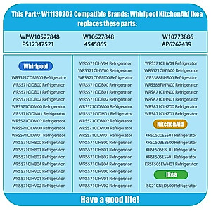 W11130202 Freezer Glass Shelf Compatible with Whirlpool Freezer Shelf Replacement, Replaces Refrigerator Freezer Glass Shelf PS12347521 W10773886, WRS571CIHZ04 Freezer. Figure 6 Lists Compatible Model