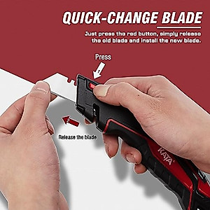 KATA 2-Pack Heavy Dudy Utility Knife Box Cutter Retractable Blade Folding Knife Set, 10pcs SK5 Sharp Blades In Case for Box, Cardboard and Carton