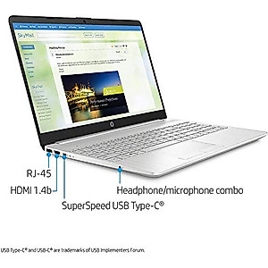 HP 2021 15.6'' HD Laptop PC AMD Dual-Core Ryzen 3 3250U 4GB DDR4 128GB SSD + 1TB HDD AMD Radeon Graphics USB-C HDMI WiFi AC RJ45 Bluetooth Webcam Fast Charge Windows 10 Home