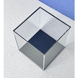 CRMPro Clear Acrylic Display Case with Matte Black Base, Fully-Assemblyed Dust-Proof Showcase, Cube Counter-Tops Box for Collectibles(5x5x5 inch)