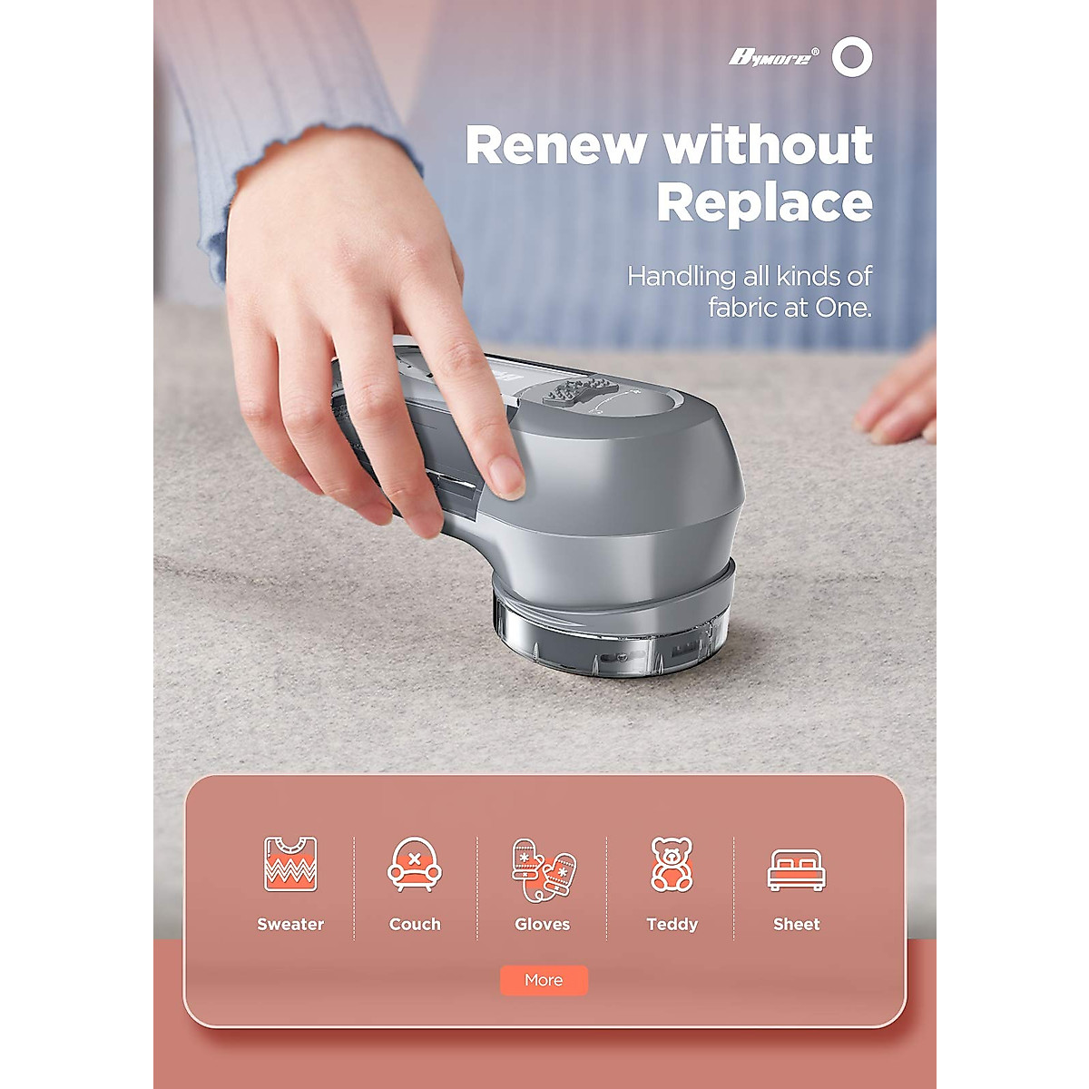 Bymore Fabric Shaver, Lint Remover, Lint Shaver Defuzzer Sweater Shaver for Clothes and Furniture AC Adapter or Battery Operated Pill Fuzz Remover