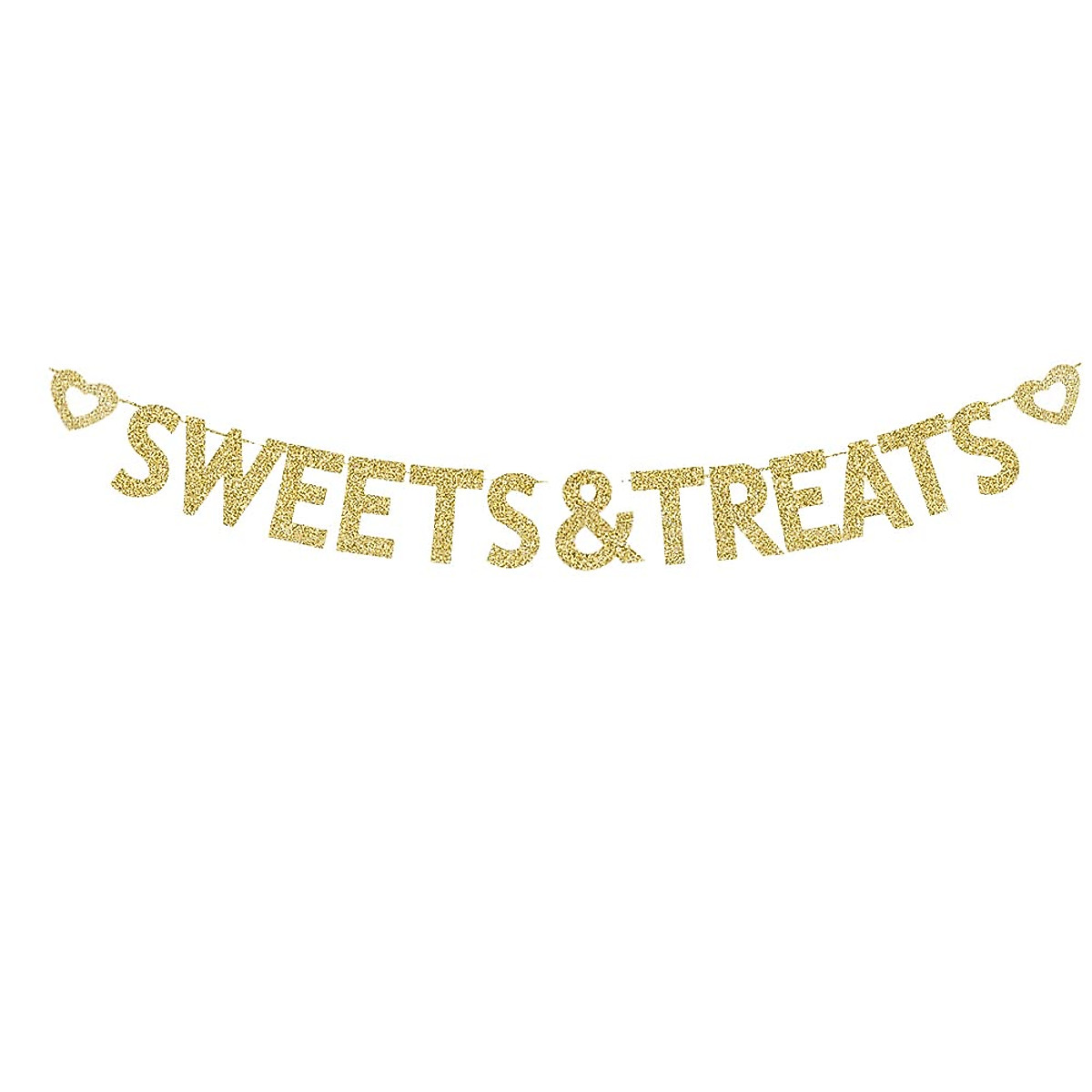 Sweets & Treats Banner, Gold Gliter Paper Sign for Birthday Party/Kids Bday/Bach/Engagement/Wedding/Retirement/Fiesta/Hen party/Girls Night/Graduate partyv Decorations.