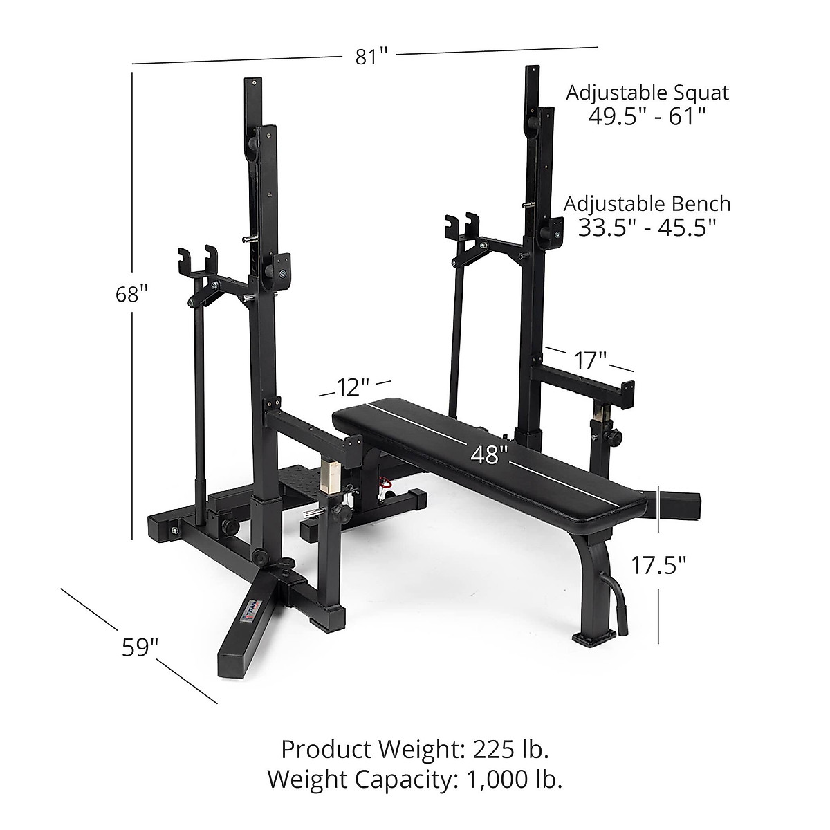 Titan Fitness Competition Bench and Squat Rack Combo, Rated 1,000 LB, Competition Standards, Fully Adjustable