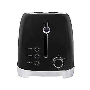 VETTA 2-Slice Extra-Wide-Slot Retro Toaster with Defrost, Bagel, and Cancel Functions, 6 Shade Settings, Self-Centering for Even Cooking and Removable Crumb Tray, Stainless Steel in Black (Black)