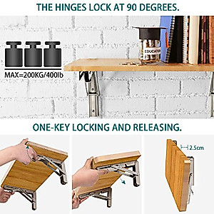 Folding Shelf Brackets,Max Load 440lb Folding Shelf Hinge Wall Mounted, Heavy Duty 304 Stainless Steel Collapsible Shelf Bracket,Space Saving DIY Bracket for Table Work Bench (12 Inch)