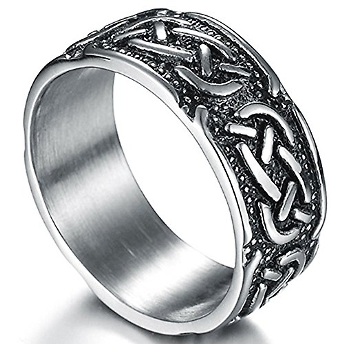 Jude Jewelers 9mm Vintage Stainless Steel Celtic Knot Ring Biker Cocktail Party (Grey, 13)