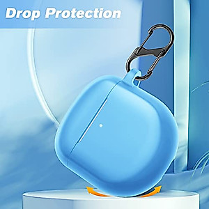 Fintie Case for Bose QuietComfort Ultra Earbuds Case (2023) / Bose QuietComfort Earbuds II (2022), Premium Silicone Shockproof Protective Skin Cover with Keychain [Front LED Visible], Blue Glow