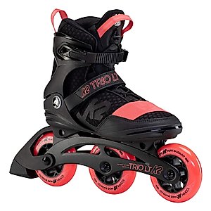 K2 Trio LT 100 Womens Inline Skates, Black/Coral, 11.0