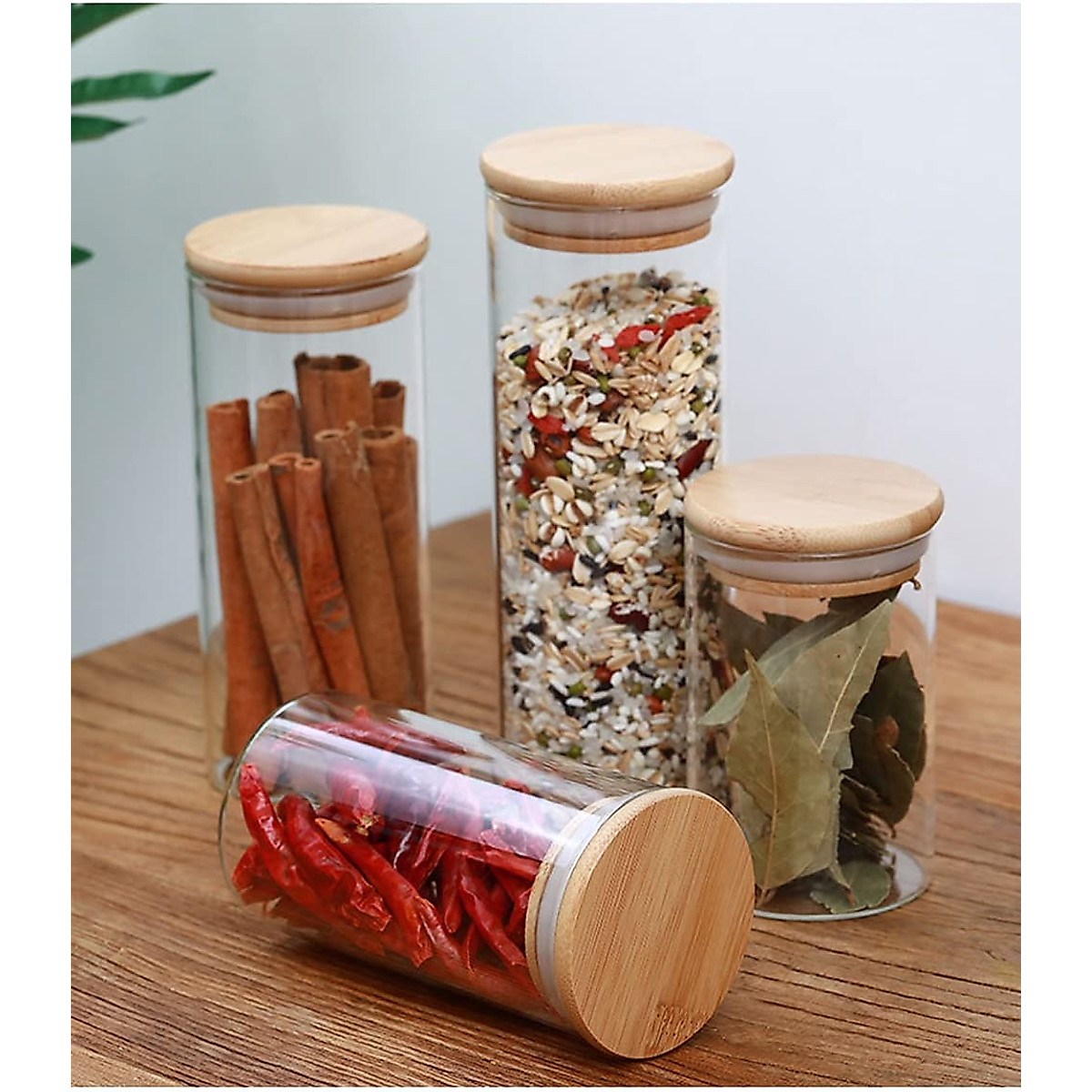 TSTSM Glass Pasta Jars,1.8L Spaghetti Storage Jars with Lid,Airtight Food Storage Containers,Transparent Household Whole Grain Bucket,Storage Tank for Snacks, Tea, Coffee Beans-2pcs