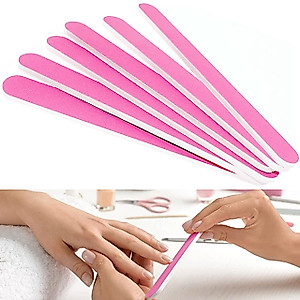 6 Pc Pro Double Sided Manicure Nail File Emery Boards Fine Grit Salon Tool Pink Variable