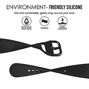 ViCRiOR Bands Compatible with 19mm ID205L Veryfitpro Smart Watch, Quick Release Soft Silicone Fadeless Pattern Printed Floral Replacement Band for ID205L, ID205G ID205 ID205U ID205S, Black