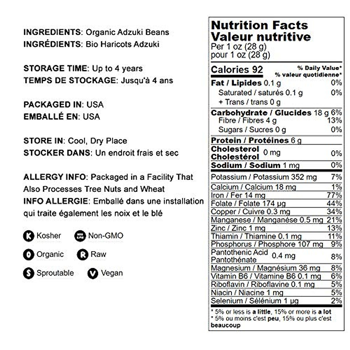 Food to Live Organic Adzuki Beans, 5 Pounds – Non-GMO, Sproutable, Whole Raw Dried Azuki Beans (Red Mung Beans), Vegan, Kosher, Bulk Organic Beans. Rich in Minerals, Dietary Fiber and Protein