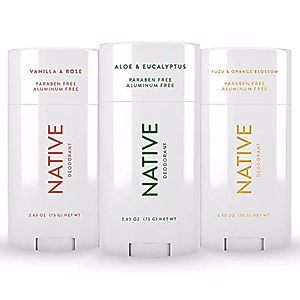 Native Deodorant - Natural Deodorant For Women and Men - 3 Pack - Aluminum Free, Free of Parabens and Sulfates - Vegan, Contains Probiotics - Aloe & Eucalyptus, Vanilla & Rose, Yuzu & Orange