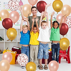 Burgundy Balloons, 12 Inch 50Pcs Burgundy Red Latex Balloon Rose Gold Champagne Gold Confetti Rose Gold Helium Balloons for Girls Women Bridal Birthday Baby Shower Party Decorations