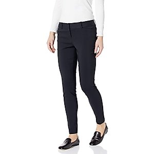 SATINATO Women's Straight Pants Stretch Slim Skinny Solid Trousers Casual Business Office Black