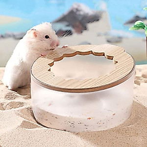 Ipetboom Terrarium Hamster Bath Room Plastic Small Pet Cage Clear Shower Tub Basin Wood Sand Container Pet Sandbox Sauna Toilet for Rat Mice Gerbil Plastic Containers