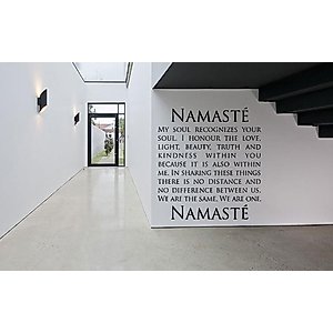 Removable Vinyl Sticker Mural Decal Art Decor Namaste Word Phrase Quote Yoga Studio Business Poster Peace Meditation Sign Logo SA134