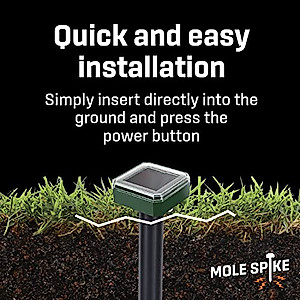 Exterminators Choice Ultrasonic Mole Spikes to Rid Lawns & Gardens of Rodents - 4 Pack - Solar Powered Rodent Repeller is an Energy Saving and Humane Pest & Gopher Repellent - Mole Repellent