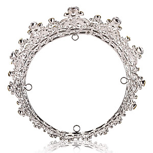 Yopay Crystal Queen Crowns, Full Round Women Bridal Diamond Crowns and Tiaras Cake Topper for Birthday Pageant Prom Wedding Party Christmas Halloween Costume, Silver