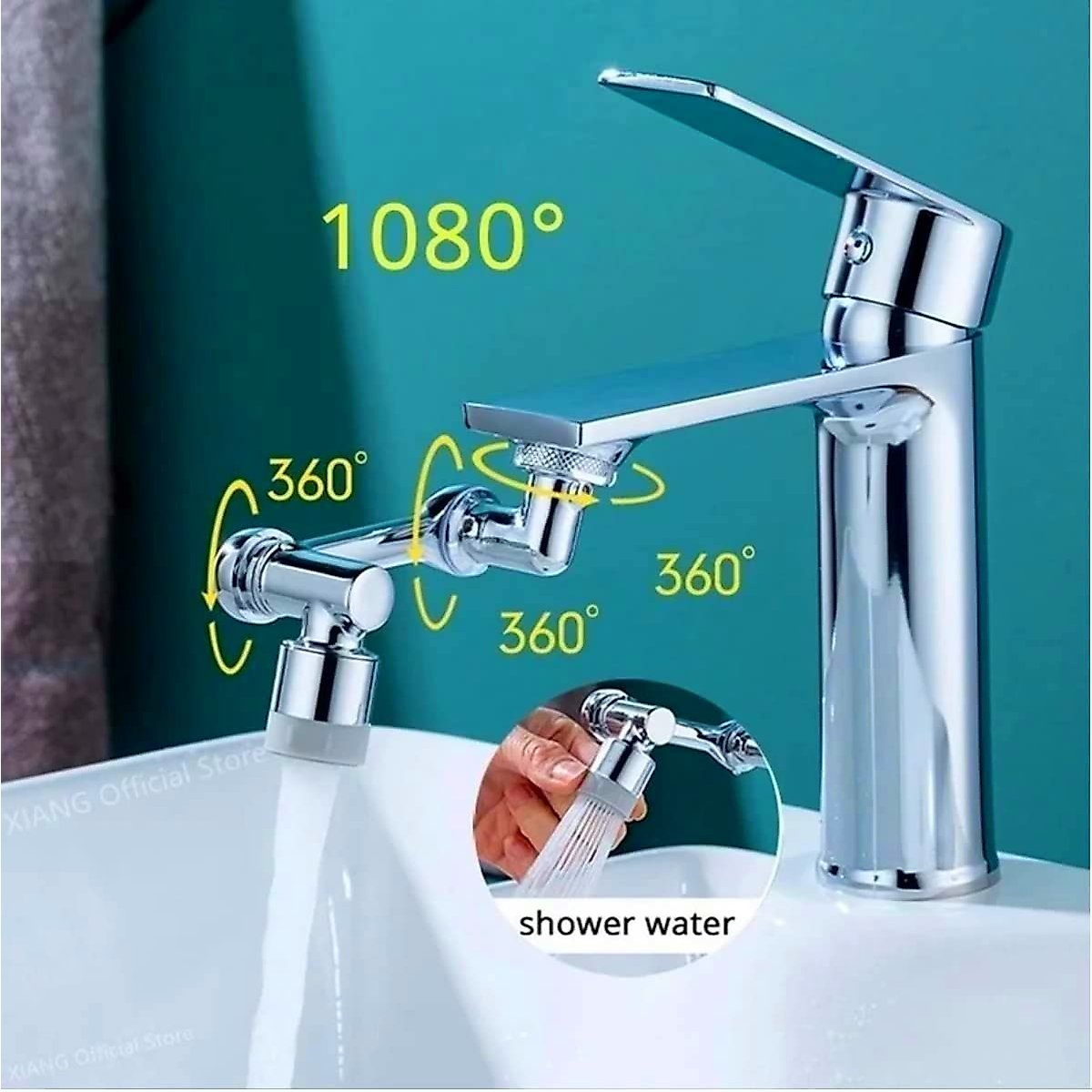 New Rotating 1080° Robotic Arm Faucet -【Universal Model】Splash Filter Faucet, Large Angle Rotating Robotic Arm Water Nozzle Faucet Adaptor w/ 2 Water Outlet Modes, Faucet Extender for Face Wash (1)