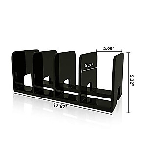 Desktop Book Organizer for Desk - wishacc Book Organizer Office Letter Sorter File Organizer Tabletop Acrylic Book Storage Rack with 4 Vertical Upright Compartments