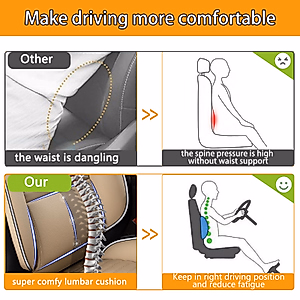 RAWAKORW Car Seat Covers Fit for Toyota Tacoma 2016-2023 Front Set Leather Seat Covers Set with Lumbar Support Premium Automotive Cushion Protector(2 Seat, Beige)