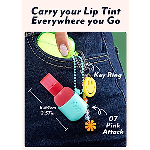 I'M MEME Water Gel Tint - Color Key Ring | Gift, Highly-pigmented, Long Lasting, Travel-Friendly, Lip Stain, 07 Pink Attack, 0.09 Oz