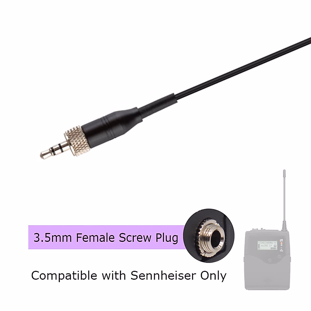 XGWTH Lavalier Microphone Omnidirectional Condenser Lapel Mic Compatible with Sennheiser Wireless System Transmitter Bodypack 3.5mm Stereo Female Screw Plug with Clip & Cap