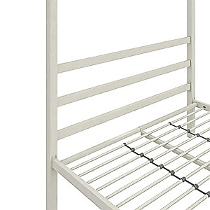 DHP Modern Metal Canopy Platform Bed with Minimalist Headboard and Four Poster Design, Underbed Storage Space, No Box Spring Needed, Full, White