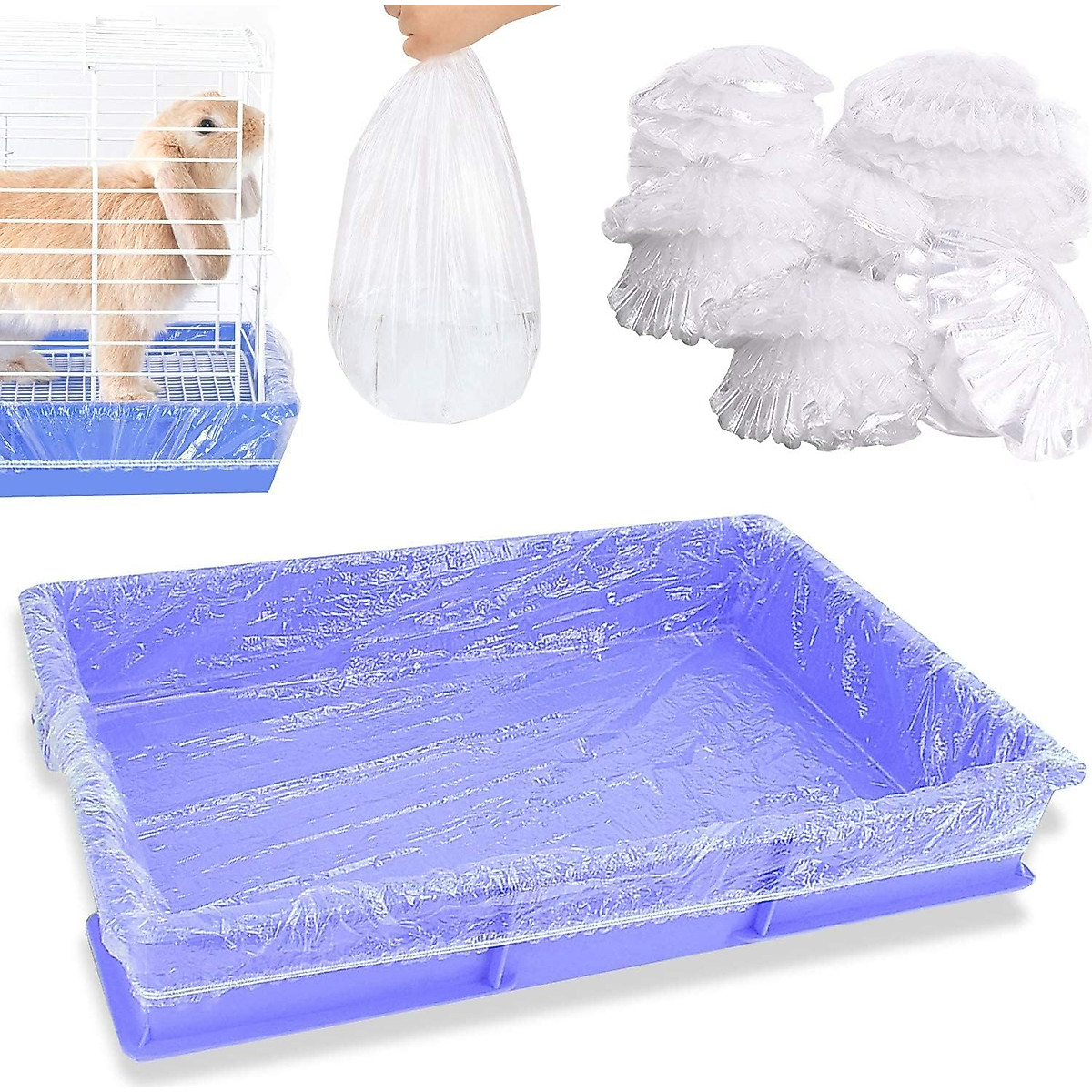 upcessory 100 pcs Disposable Cage Liners, Clear Plastic Rabbit Cage Liner Bag, Universal Toilet Film for Bunny, Hamster, Totoro, Hedgehog, Guinea Pig and Small Animals